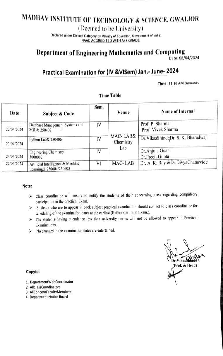 Time Table - MITS Gwalior